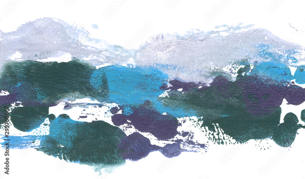 Abstract painting in cold colors. The texture of acrylic paints ...