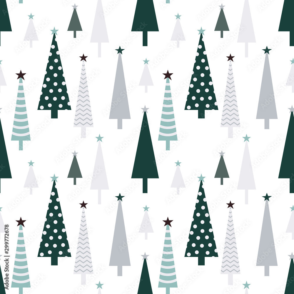 Christmas or new year seamless pattern with scandinavian style trees ...