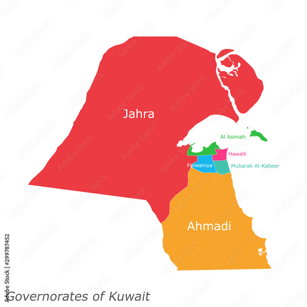 Kuwait map with governorates. Political map. Vector illustration vector ...