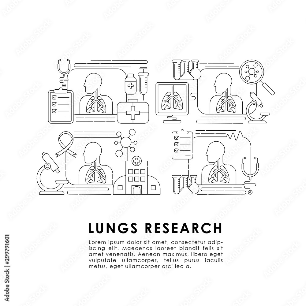 Lungs system inspection concept. Pulmonology of human vector ...