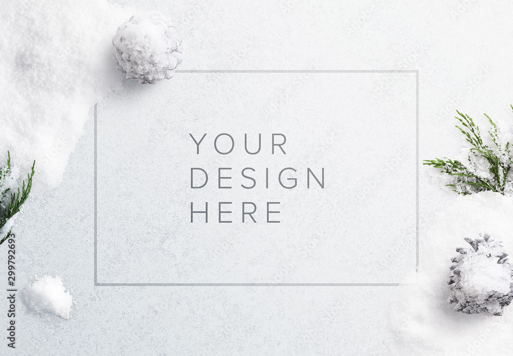 Winter Snow with Frame Scene Creator Mockup Stock Template | Adobe Stock