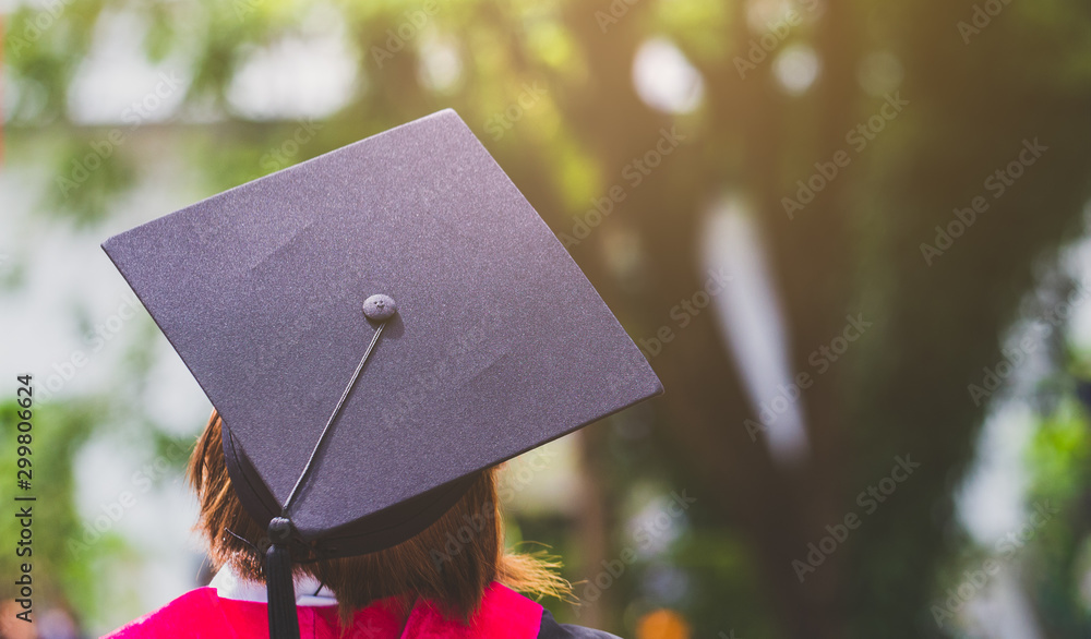 Back side view higher education graduation of graduates during ...