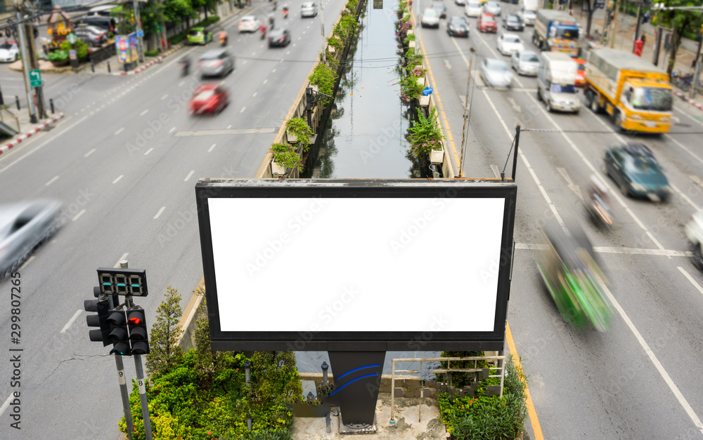 Blank advertisement billboard, mock up, information board with traffic ...