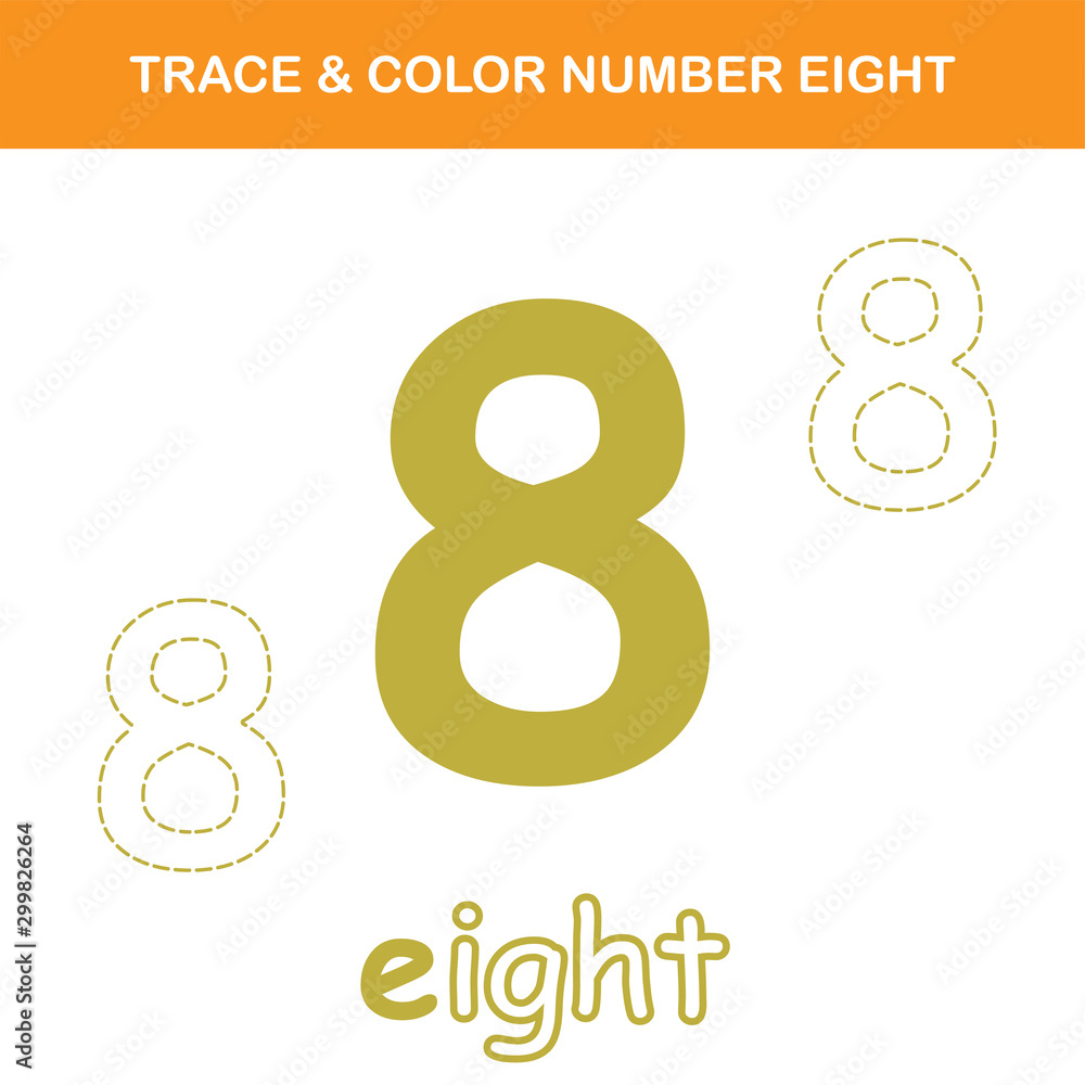 Trace & color number 8 worksheet. Easy worksheet, for children in ...