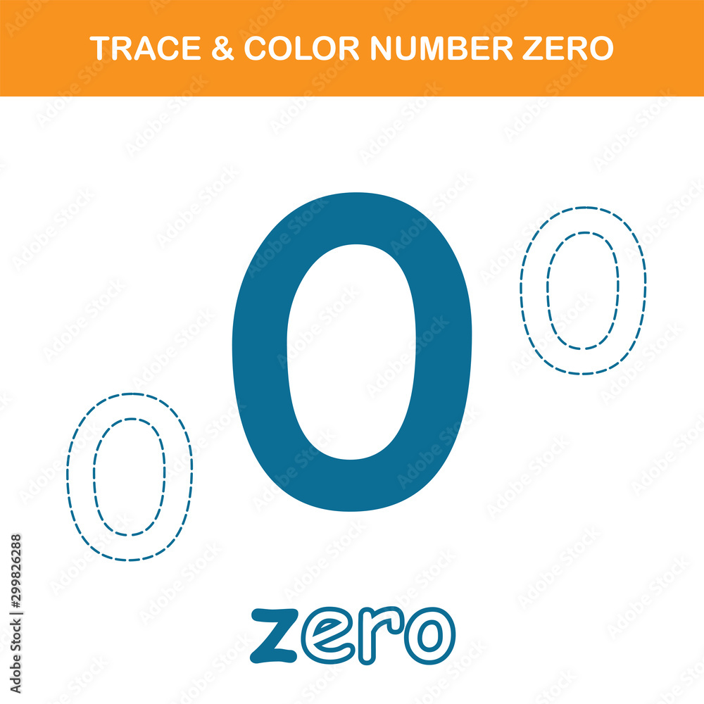 Trace & color number 0 worksheet. Easy worksheet, for children in ...