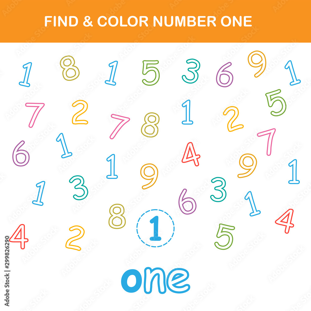 Find & color number 1 worksheet. Easy worksheet, for children in ...
