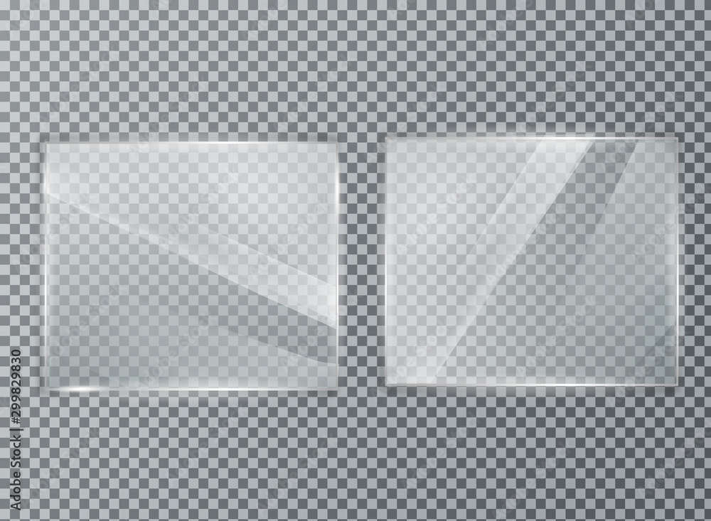 Glass plate on transparent background. Acrylic and glass texture with ...