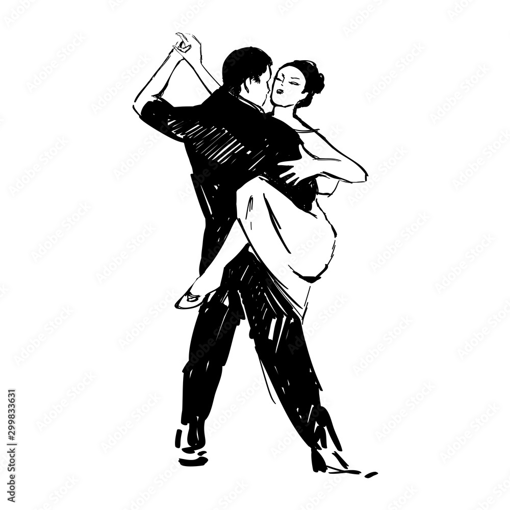 Couple dancing passionate dance. Suitable for argentine tango, samba ...
