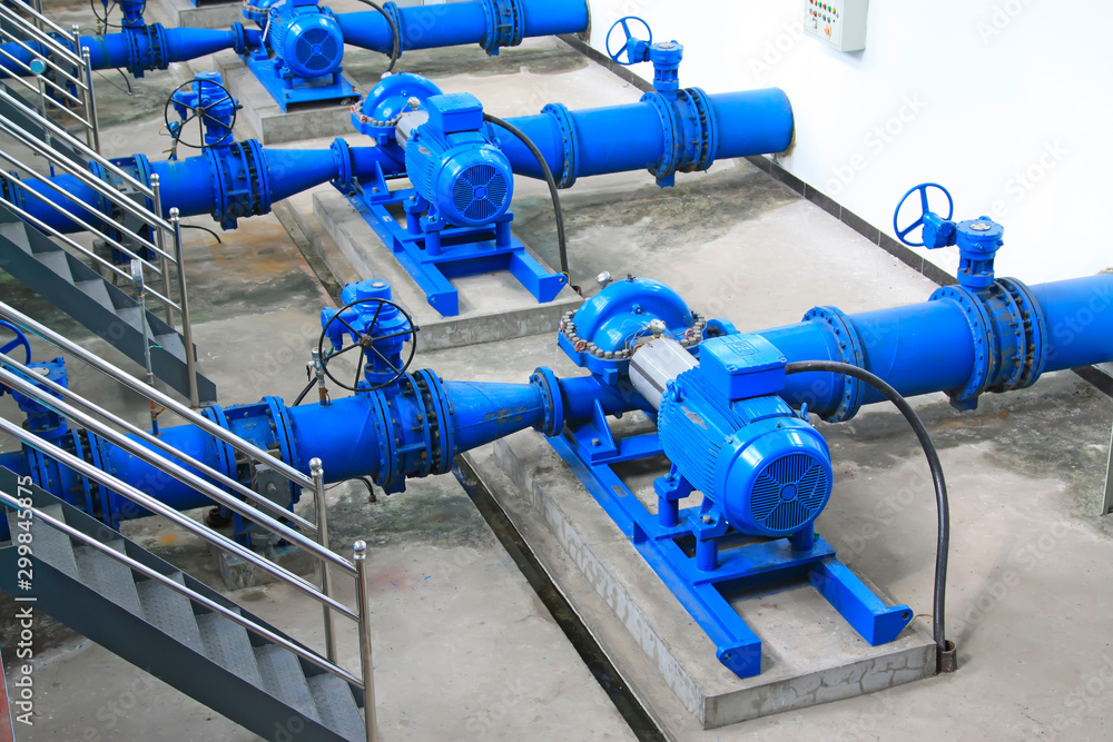 Water supply pump station of mechanical equipment Stock Photo | Adobe Stock
