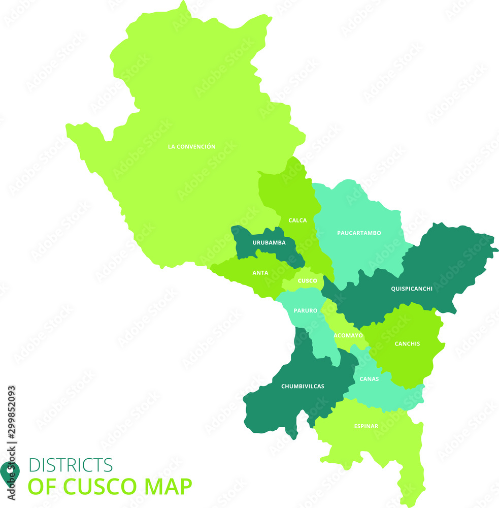 Districts of Cusco map Stock Vector | Adobe Stock
