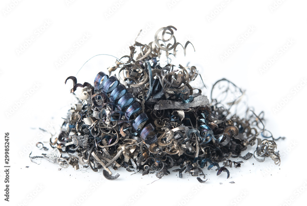Pile of scrap metal shavings isolated on white background Stock Photo ...