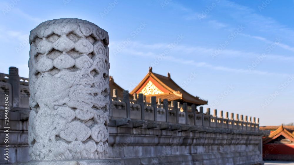 Chinese traditional architecture background. centenary marble carved ...