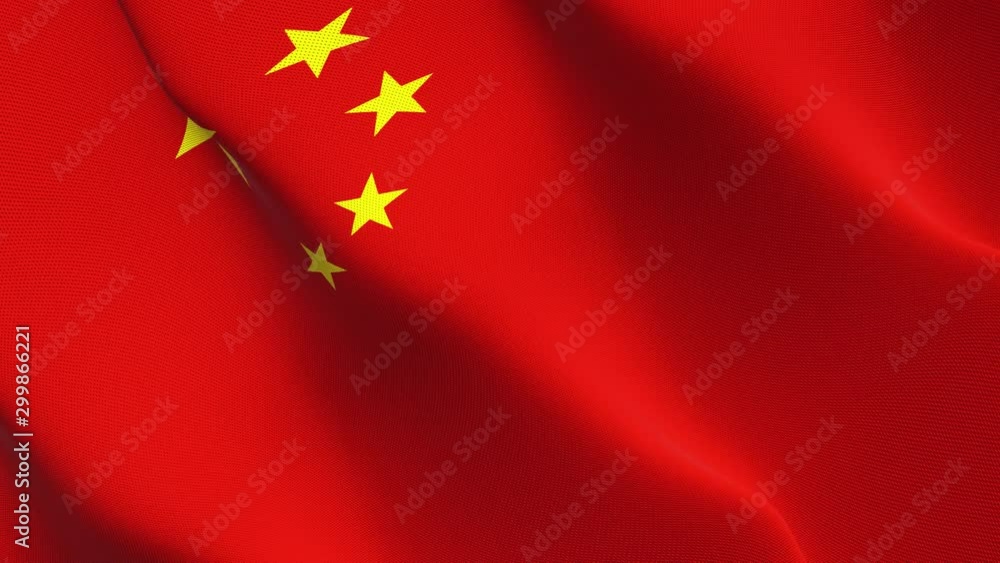 Vidéo Stock China flag waving loop. Chinese realistic flag with fabric ...