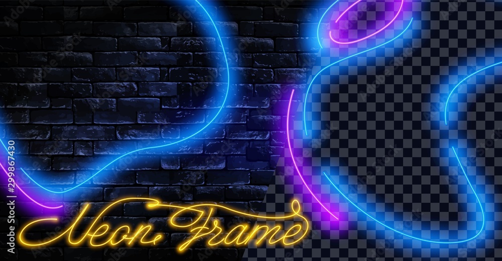 Set of realistic glowing neon frames of different colors isolated on ...