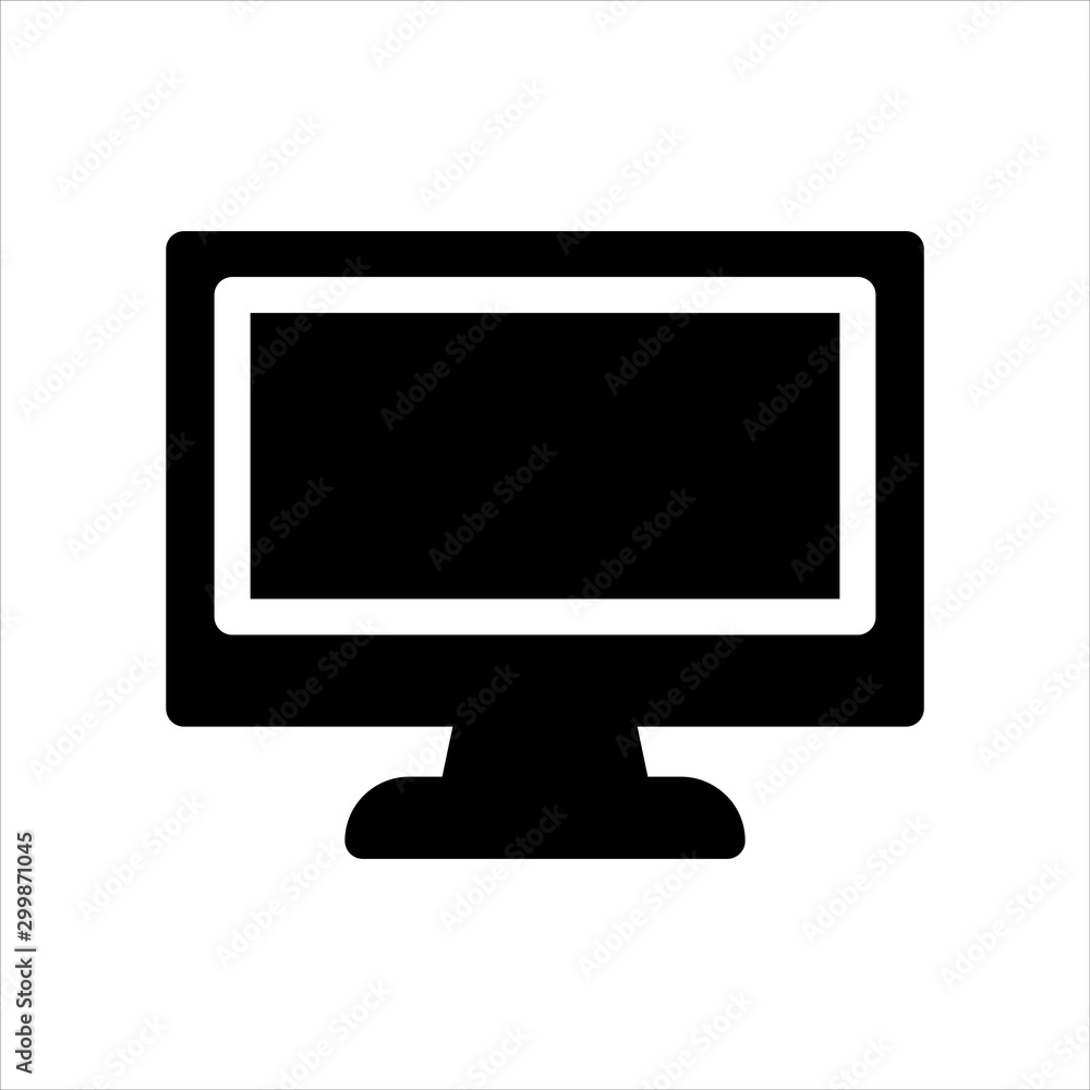 Vector Computer Monitor Icon Black Device Or Electronics Symbol With Trendy Flat Style Icon For
