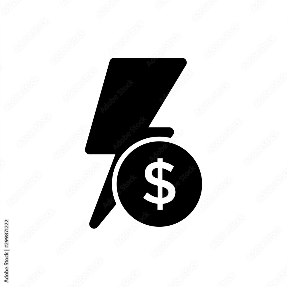 Vector electricity bill icon. black payment symbol with trendy flat ...