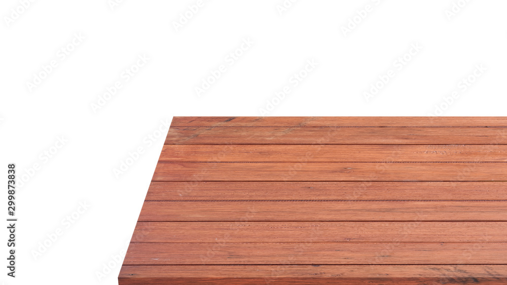 Perspective of wooden or log table corner from top view isolated on ...