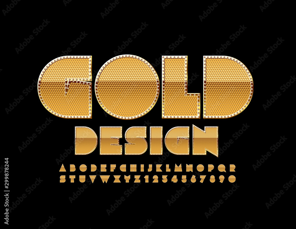 Vector Gold Design rich Font. Luxury textured Alphabet letters and ...