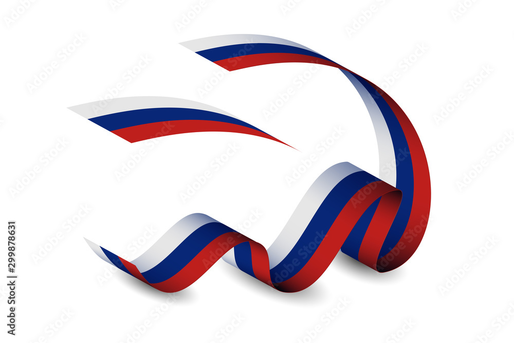 3D Russian tricolor flag ribbon set for patriotic holiday sticker ...