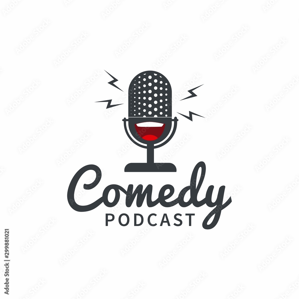 Comedy Podcast Logo Design Vector Stock Vector | Adobe Stock