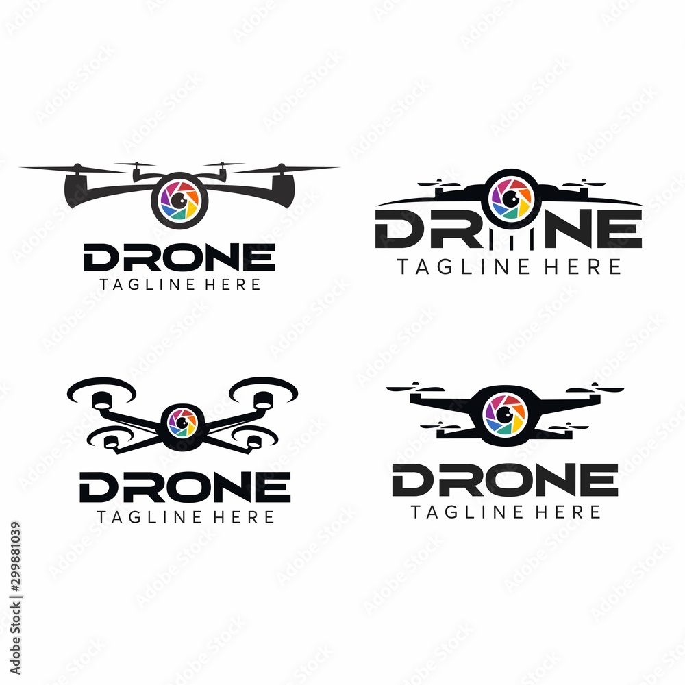 Drone Logo vector Set Stock Vector | Adobe Stock