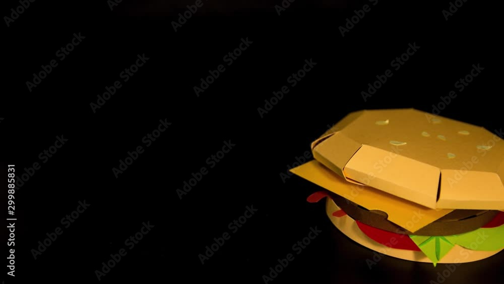 Burger with cheese stop motion animation animated cartoon paper art ...