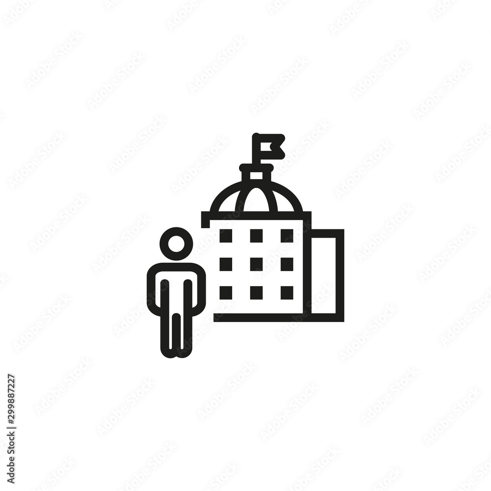 Government official line icon. Building, administration, representative ...