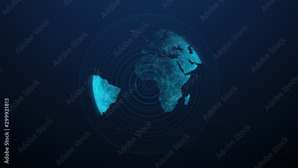 Abstract sphere. Global Network connection visualization . Futuristic ...