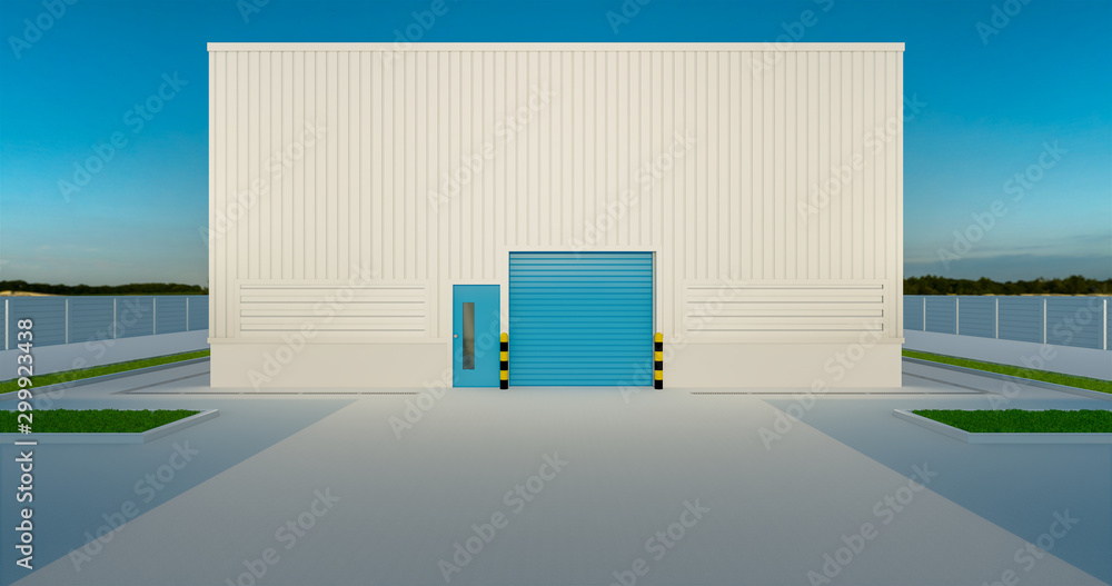 Warehouse or industry building exterior. Use as distribution center for ...