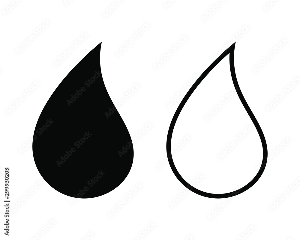 Water drop shape icon symbol. Flat style and outline. Vector ...