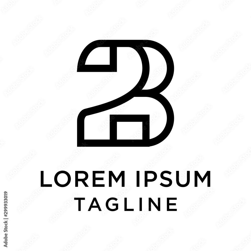 initial letter logo 2B, B2 logo template Stock Vector | Adobe Stock