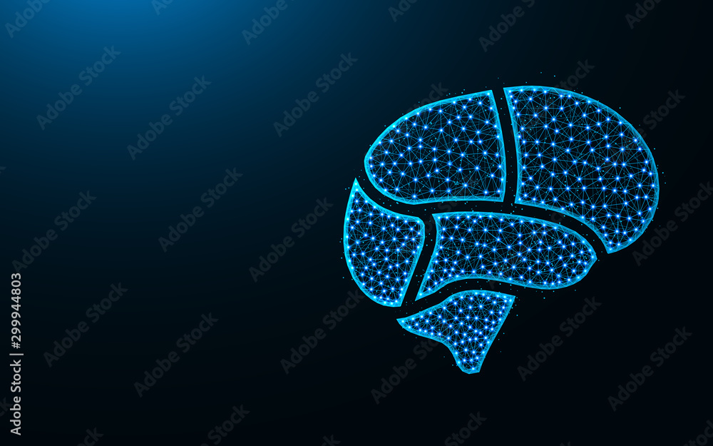 Brain areas low poly design, human organ abstract geometric image ...