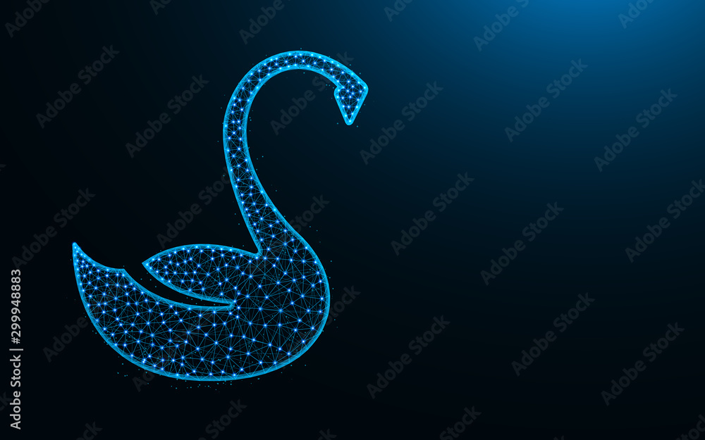 Swan low poly design, animal abstract geometric image, bird wireframe ...
