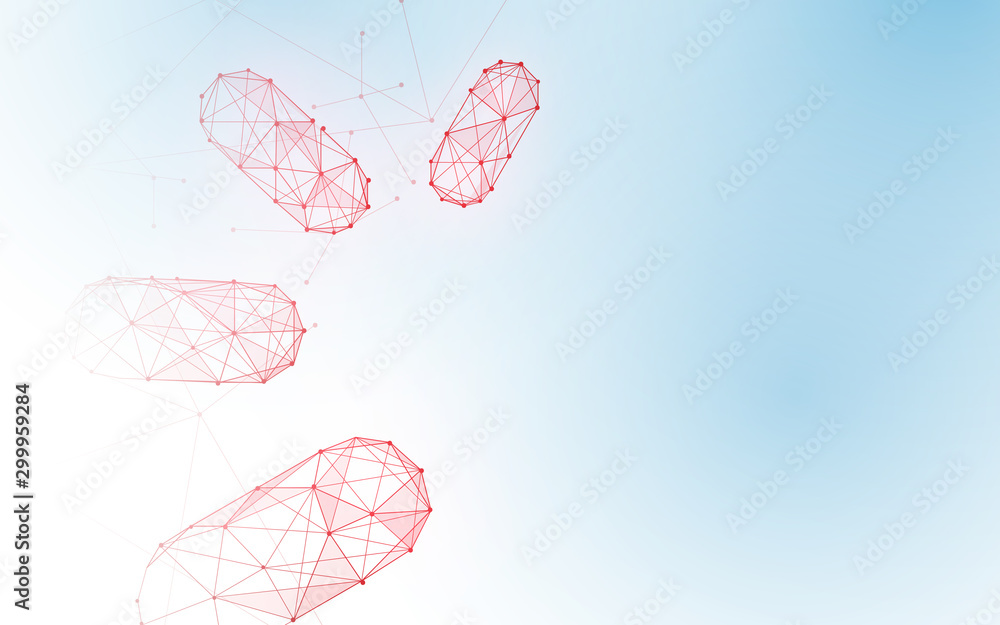 Red blood cells form lines, triangles and particle style design Stock ...