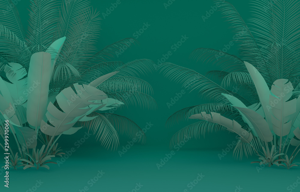 Solid fresh green color flat plant background, 3d Rendering wall mural ...