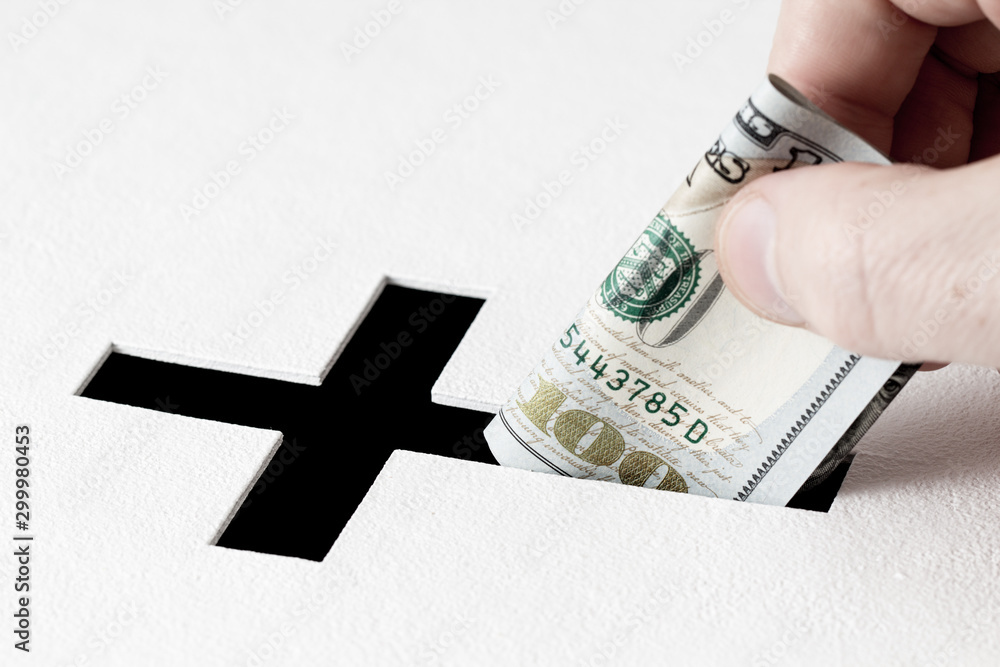 Concept of generous church donations and charity activity Stock Photo ...