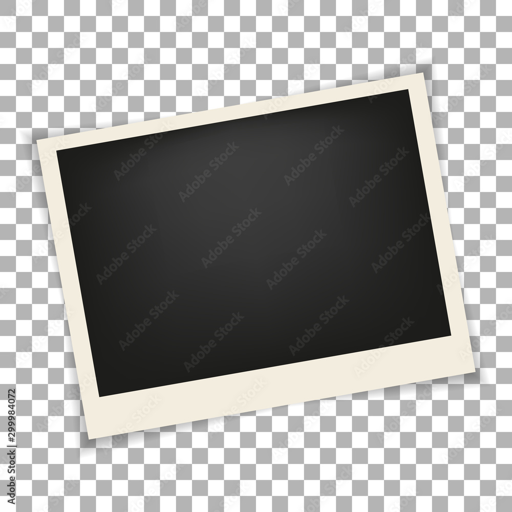 Old vintage style realistic square Polaroid photo frame template with ...