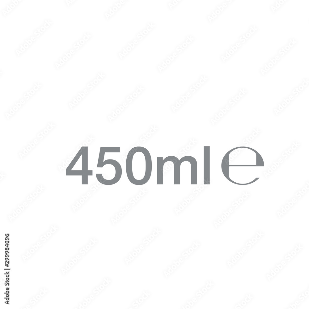 Liter l sign (l-mark) estimated volumes 450 milliliters (ml) Vector ...