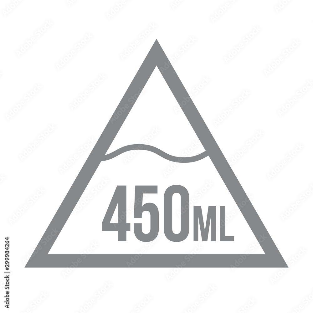 Liter l sign (l-mark) estimated volumes 450 milliliters (ml) Vector ...