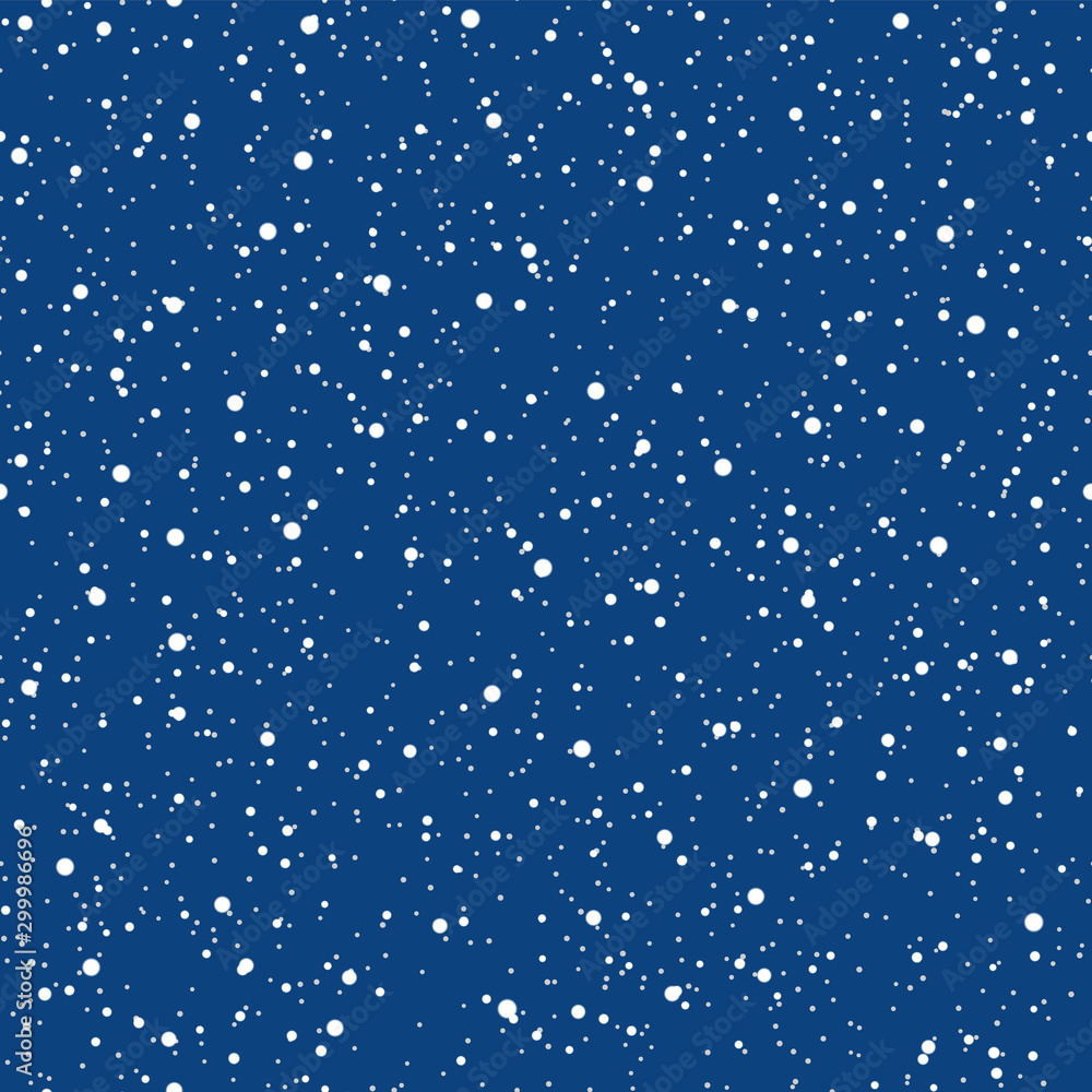 Snowflakes seamless pattern. Christmas blue background. Snowfall repeat ...