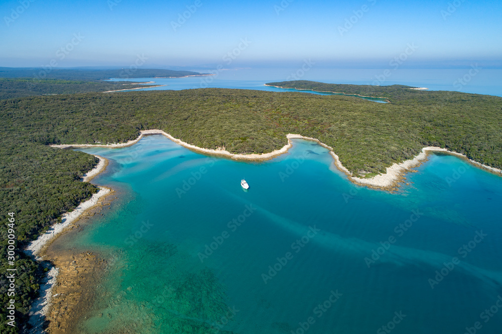 Aerial view of sea and beach in a lagoon on Cres ( isola Cherso ...