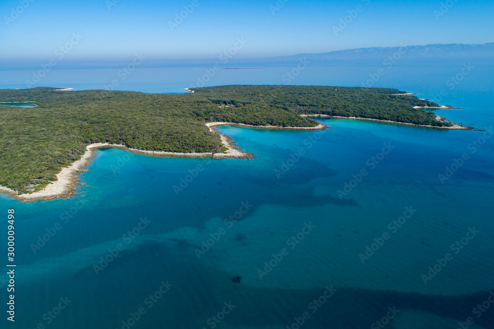 Aerial view of sea and beach in a lagoon on Cres ( isola Cherso ...