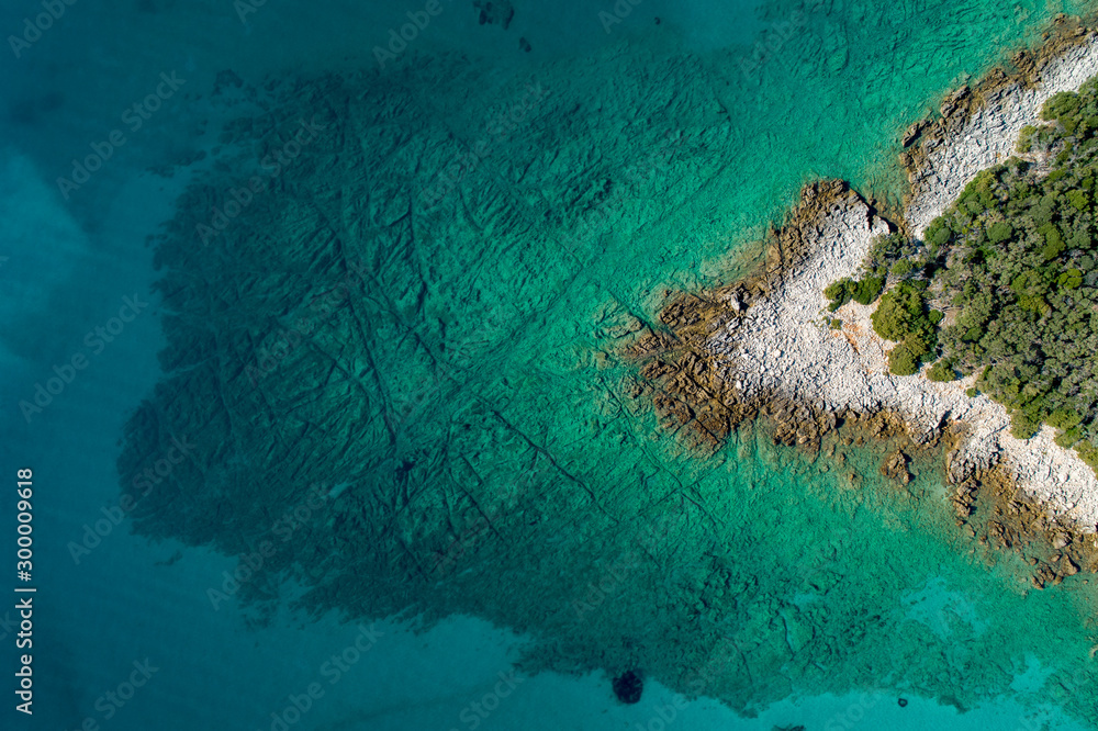 Aerial view of sea and beach in a lagoon on Cres ( isola Cherso ...