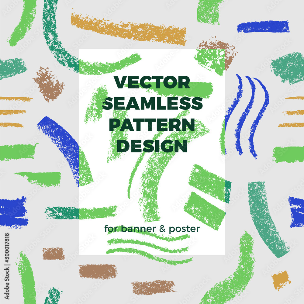 Organic seamless pattern vector background. Hand drawn natural elements ...