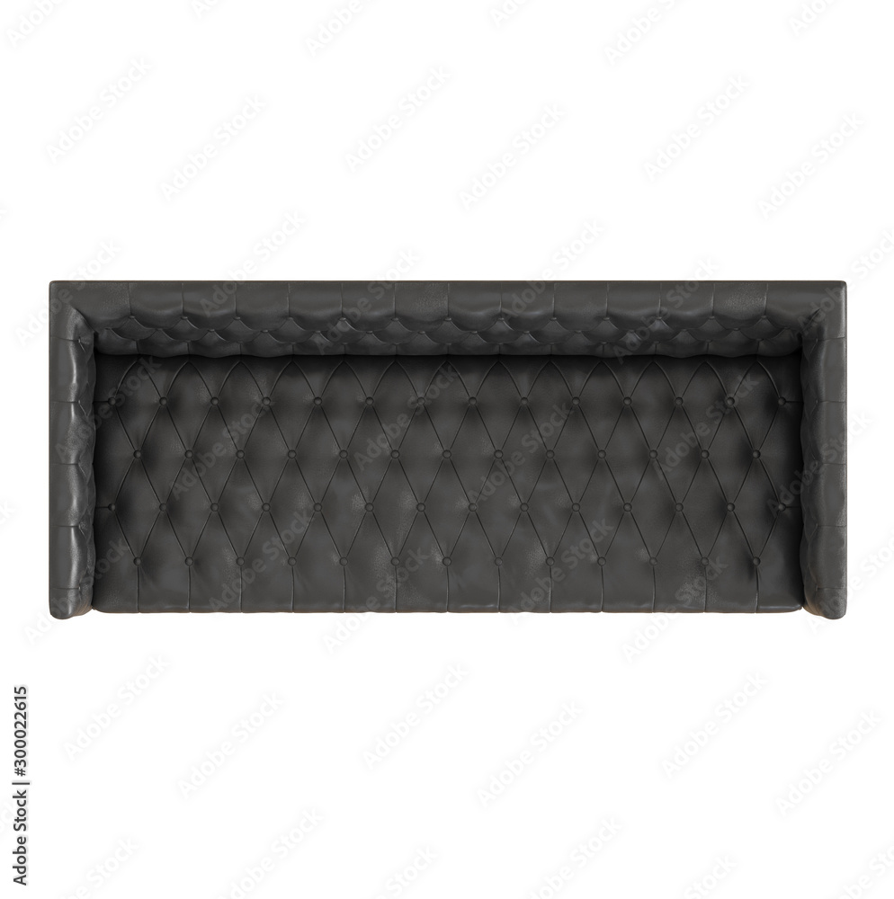 Black leather sofa top view on an isolated background. 3d rendering ...