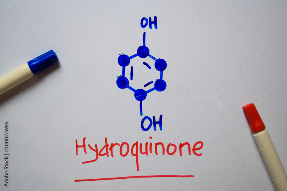 Hydroquinone molecule write on the white board. Structural chemical ...