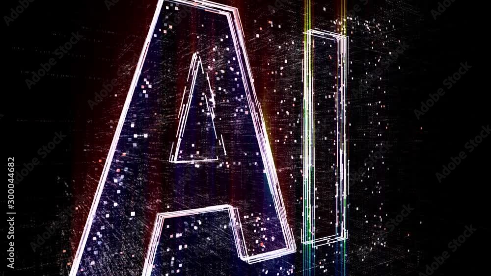 4k AI animated word artificial intelligence tag cloud,text design animation.The Matrix style ...