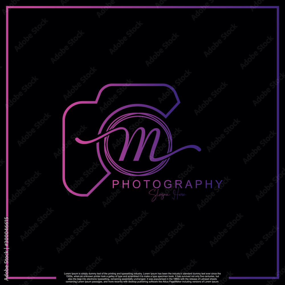 Modern Luxury Initial Letter M with camera. Logo photography simple ...