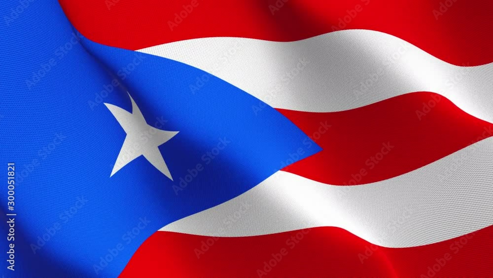 Puerto Rico US State flag waving loop. United States of America Puerto ...