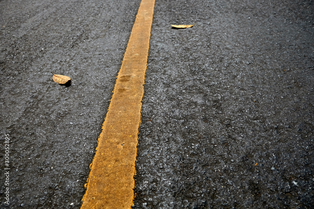 New asphalt texture with yellow line on road Stock Photo | Adobe Stock